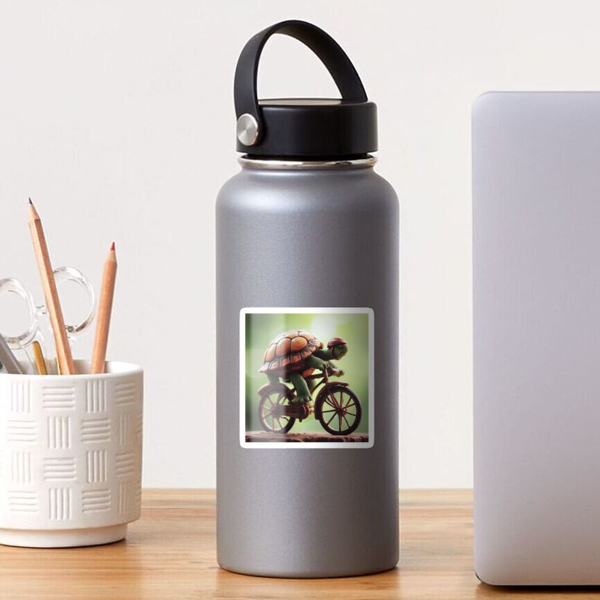 "Colorful Cycling turtle in helmet" Sticker for Sale by kispixart ...