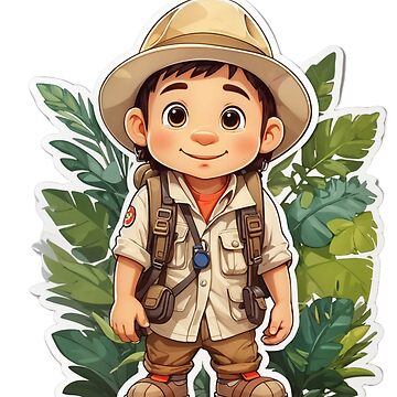 "Funny Friendly Cartoon Jungle Explorer" Sticker for Sale by ...