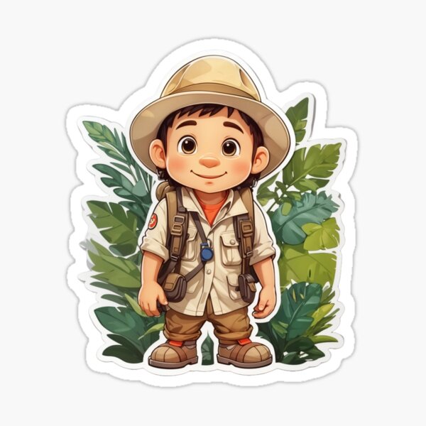 "Funny Friendly Cartoon Jungle Explorer" Sticker for Sale by ...
