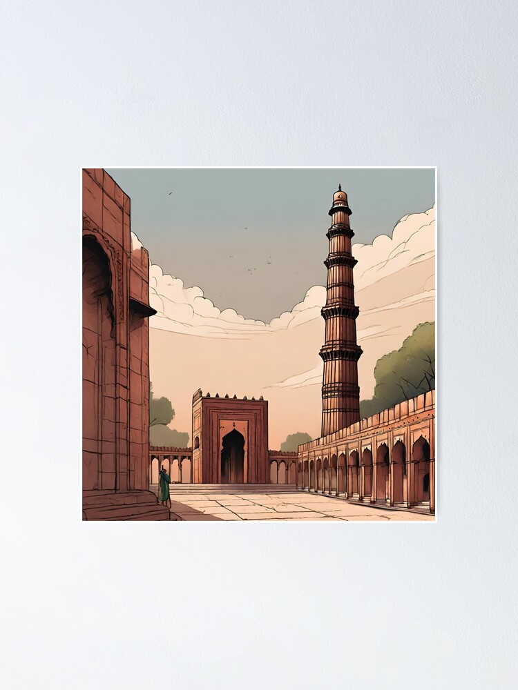 "Delhi Monuments - Cities and Places of India Illustrations" Poster for ...