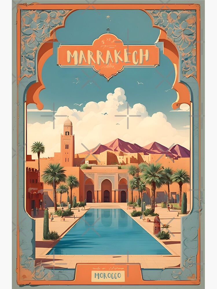 "Vintage Marrakech Poster: Explore Moroccan Elegance" Postcard for Sale ...