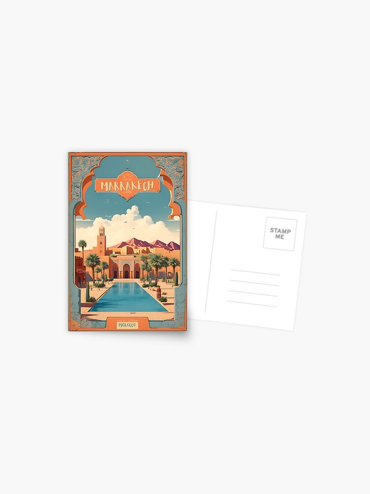 "Vintage Marrakech Poster: Explore Moroccan Elegance" Postcard for Sale ...