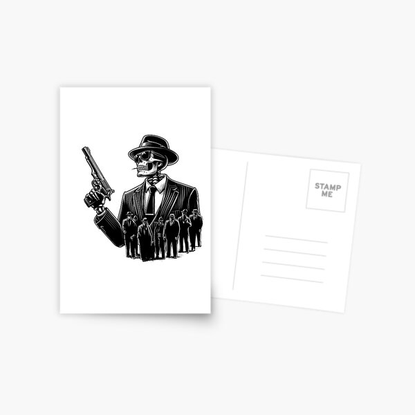 "Skeleton Boss and Mafia Family" Postcard for Sale by tasilrio | Redbubble