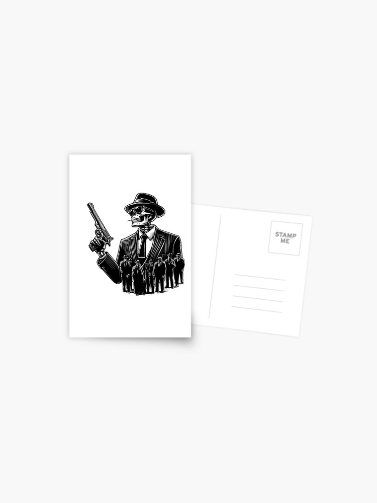 "Skeleton Boss and Mafia Family" Postcard for Sale by tasilrio | Redbubble