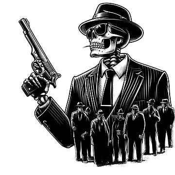 "Skeleton Boss and Mafia Family" Postcard for Sale by tasilrio | Redbubble