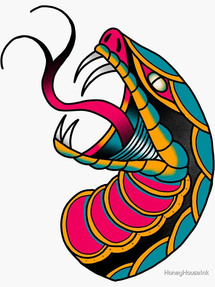 "American Traditional Snake Head" Sticker for Sale by HoneyHouseInk ...