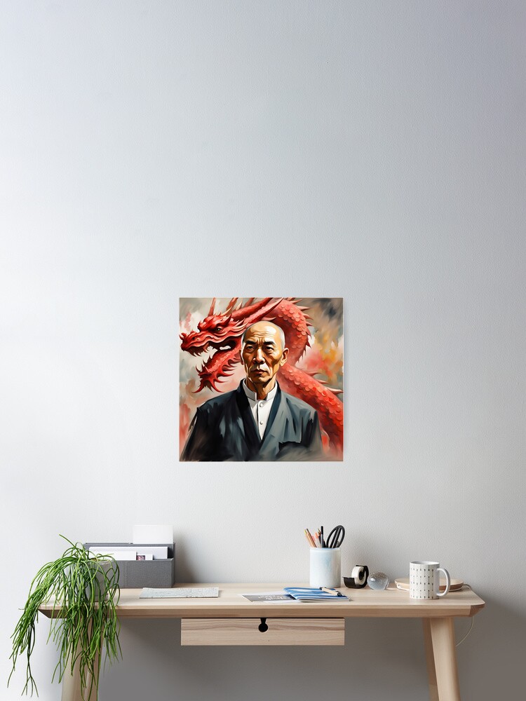 "Grandmaster Yip Man Wing Chun Portrait with Red Dragon" Poster for ...