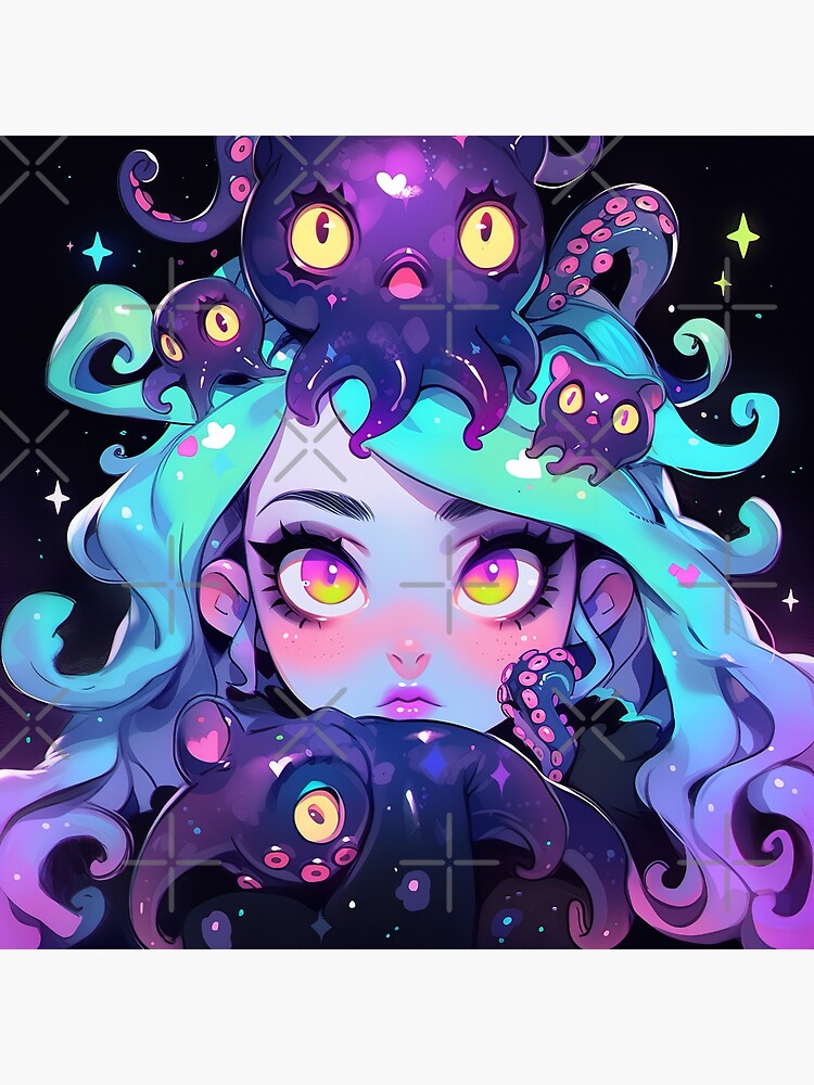 "Kawaii Purple Octopus Tentacle Anime Girl" Photographic Print for Sale ...