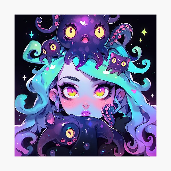 "Kawaii Purple Octopus Tentacle Anime Girl" Photographic Print for Sale ...