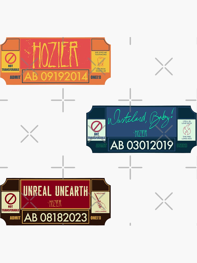 "hozier album collection tickets" Sticker for Sale by abbieraelyn | Redbubble