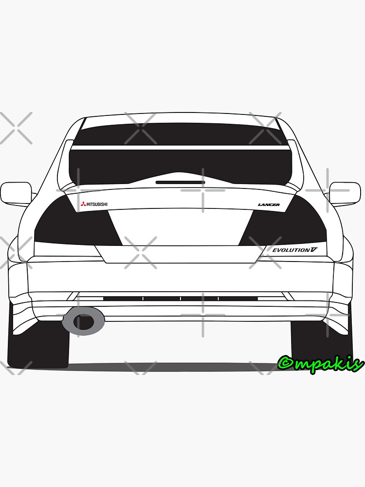 "Mitsubishi Lancer Evo V(rear)" Sticker for Sale by mpakis | Redbubble