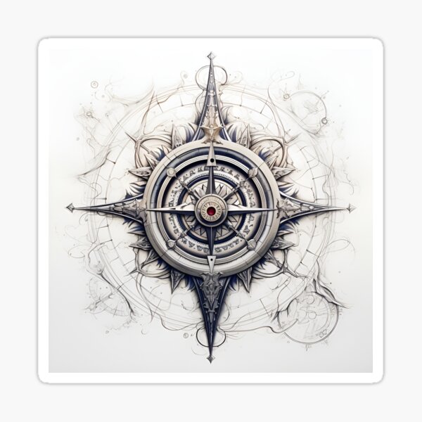 "High detailed ornate compass art print" Sticker for Sale by dcrc ...