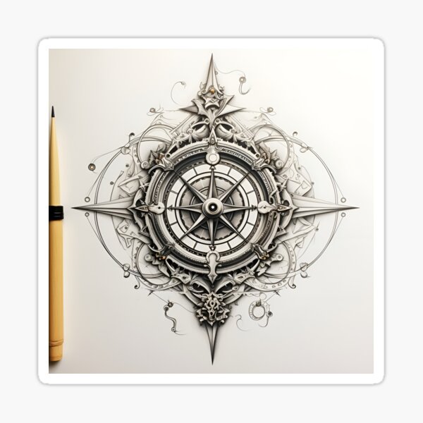 "high detailed ornate compass art print" Sticker for Sale by dcrc ...