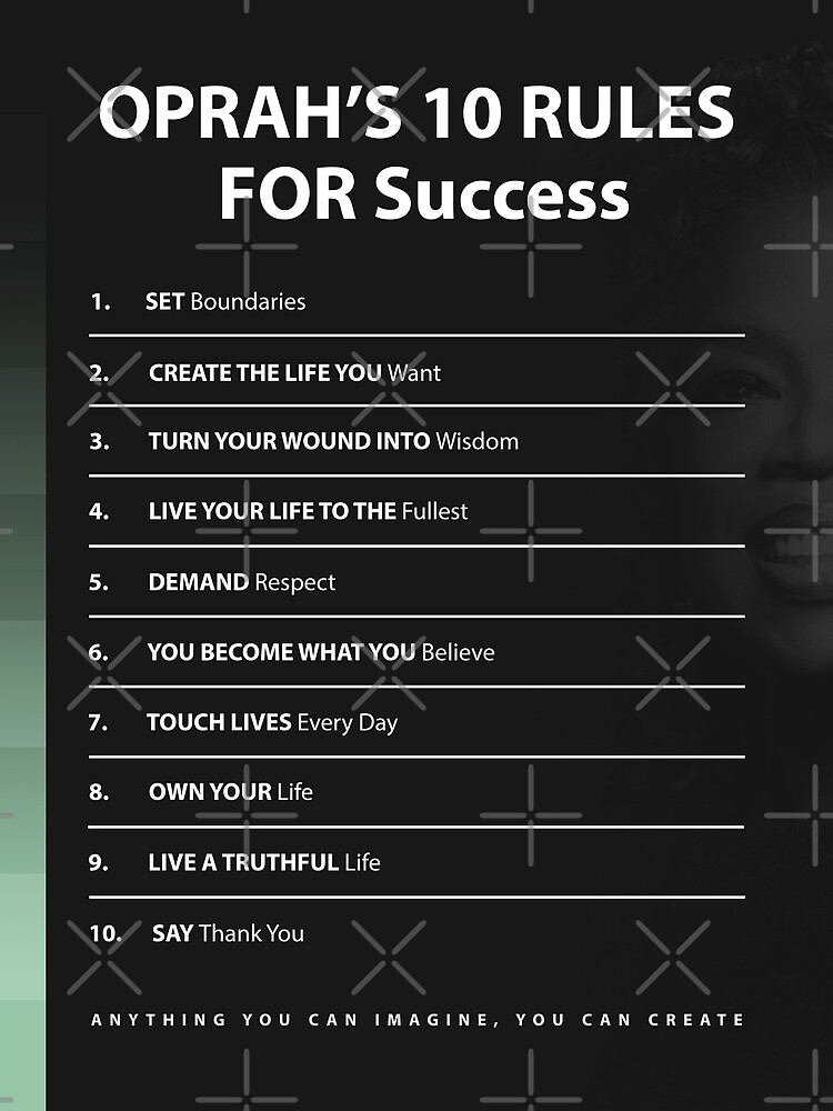 "Oprah Winfrey Success Rules Print Empowerment Quotes" Poster for Sale ...