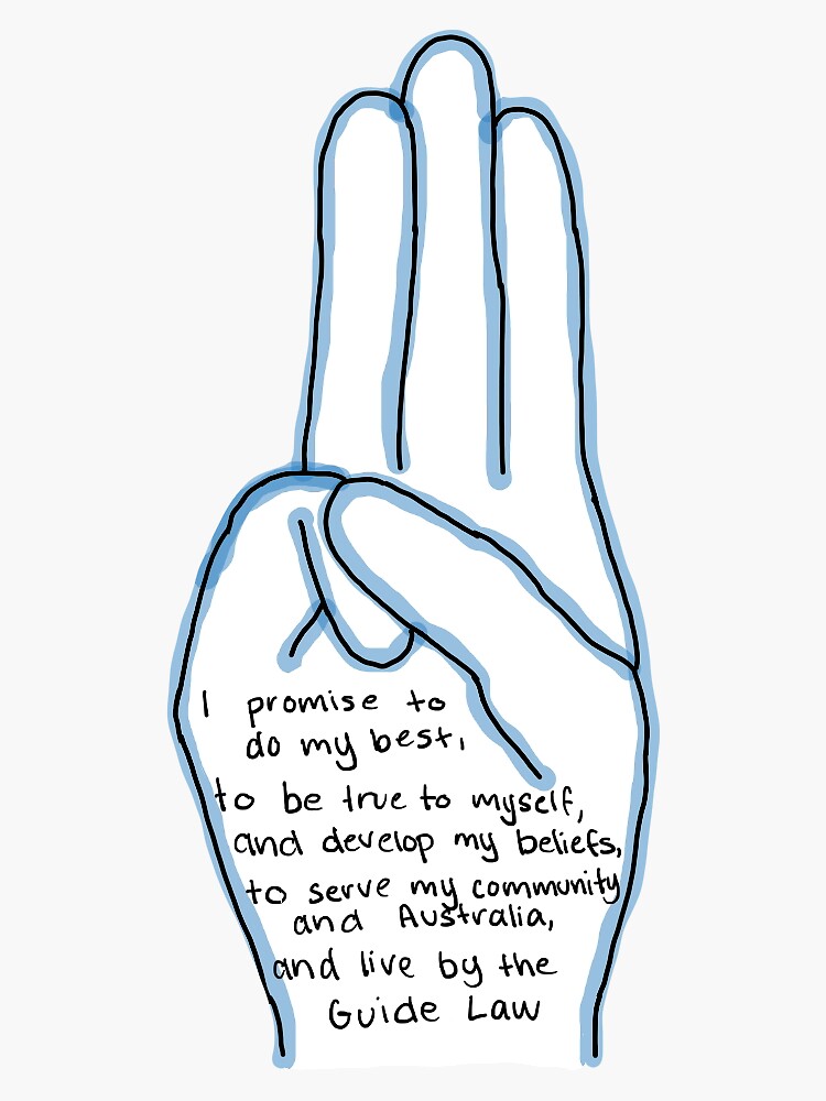 "Girl Guide 3 Finger Salute with Australian Guide Promise" Sticker for ...