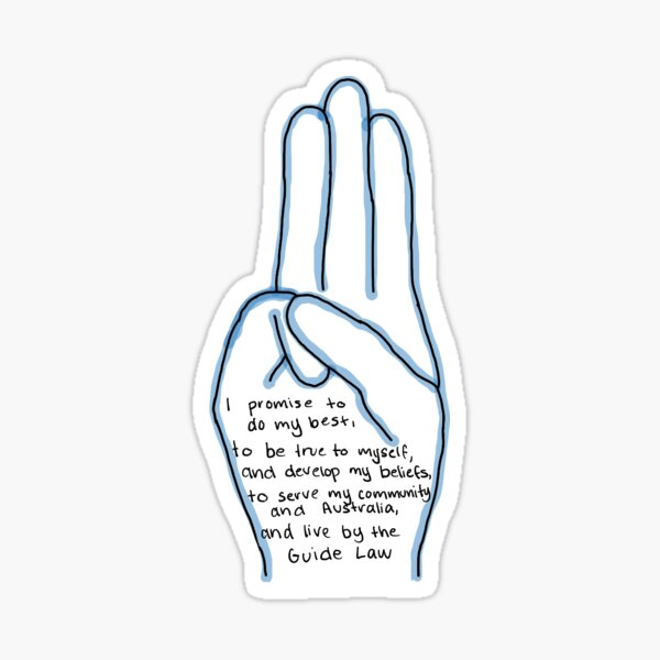 "Girl Guide 3 Finger Salute with Australian Guide Promise" Sticker for ...
