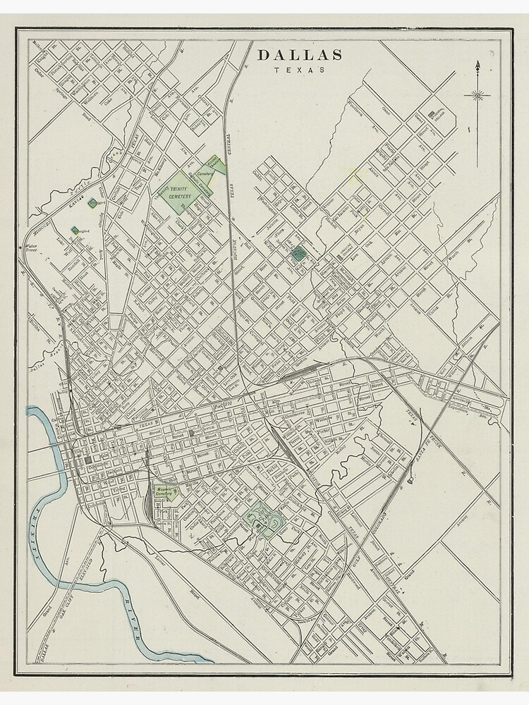 "Vintage Map of Dallas Texas (1901)" Metal Print for Sale by ...