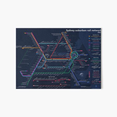 "Sydney Trains, Metro, and Light Rail map - 2025 (Dark theme) " Art ...