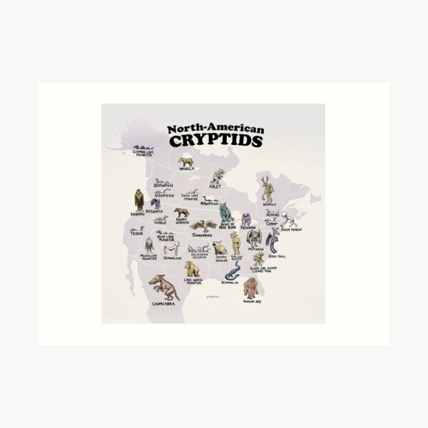 "North-American Cryptids Map" Art Print for Sale by Dan Meth | Redbubble