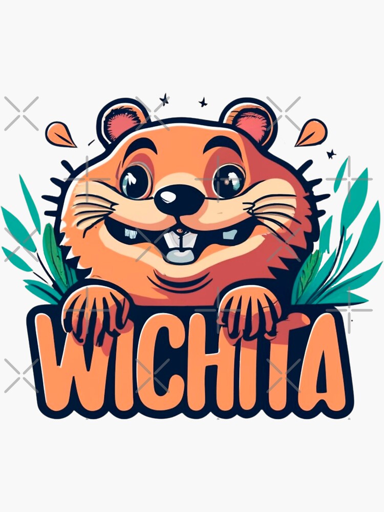 "Wichita, KS | Cute Squirrel Carrying a City Poster" Sticker for Sale ...