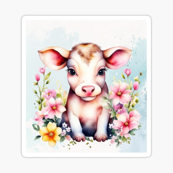 "Cute Baby Calf Wall Art" Sticker for Sale by Kiwikho | Redbubble