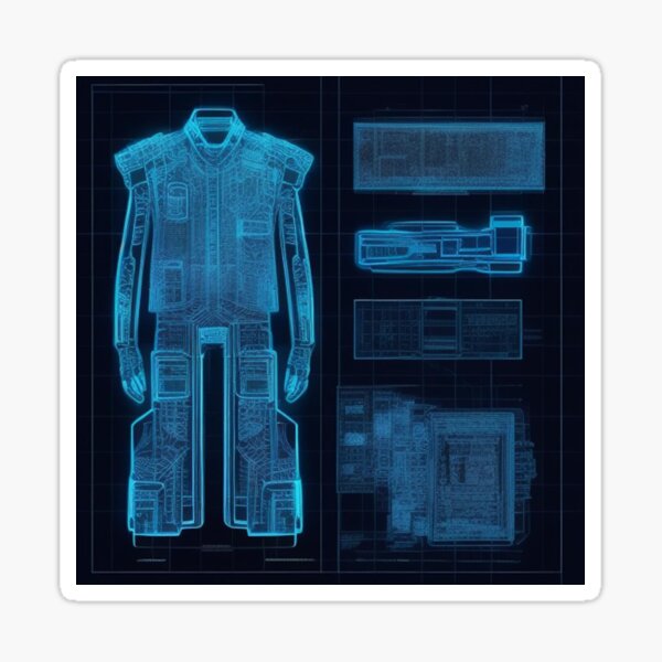"Technical blueprint " Sticker for Sale by Roxburylane | Redbubble