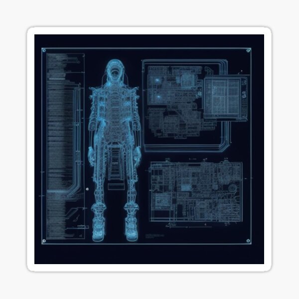 "Technical blueprint " Sticker for Sale by Roxburylane | Redbubble