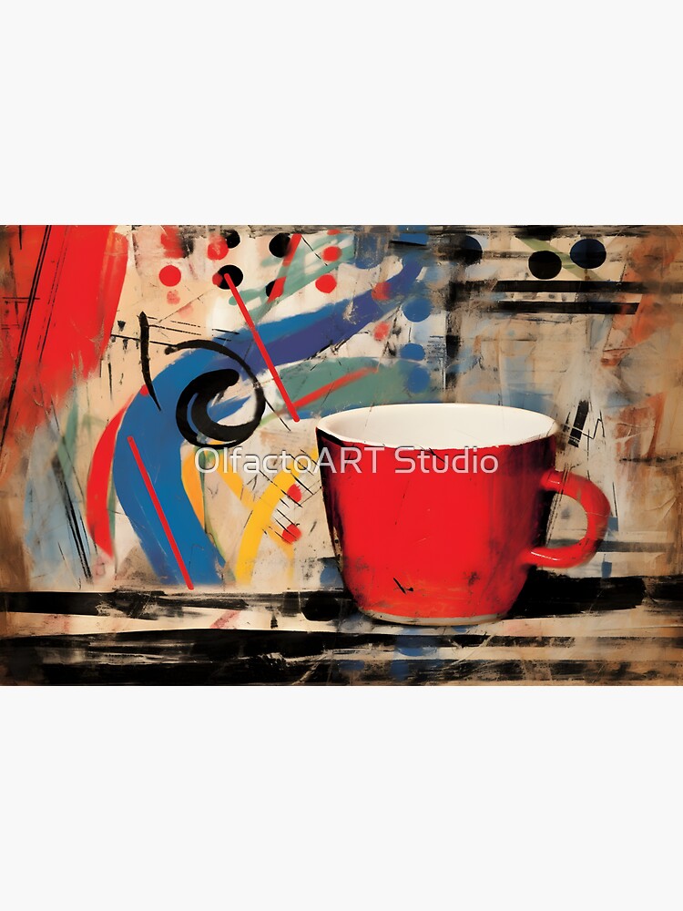 "Cubist Java Fusion: Abstract Graffiti on Coffee Cup in Bold Strokes ...