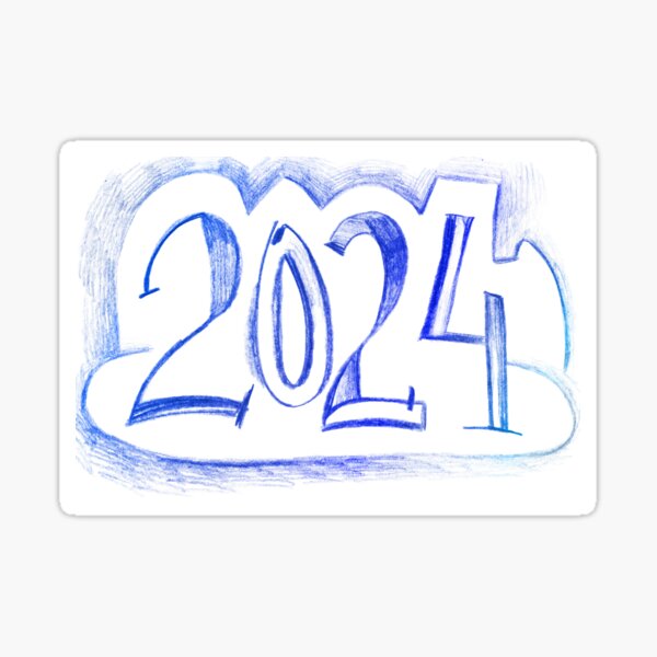 "2024 handwritten lettering blue numbers | 2024 number new year ...