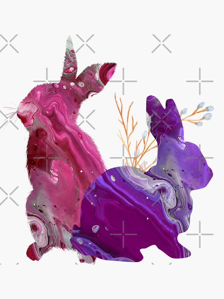"Fluid Art Abstract Bunny - Easter Bunnies - Pink Purple Bunny Artwork ...