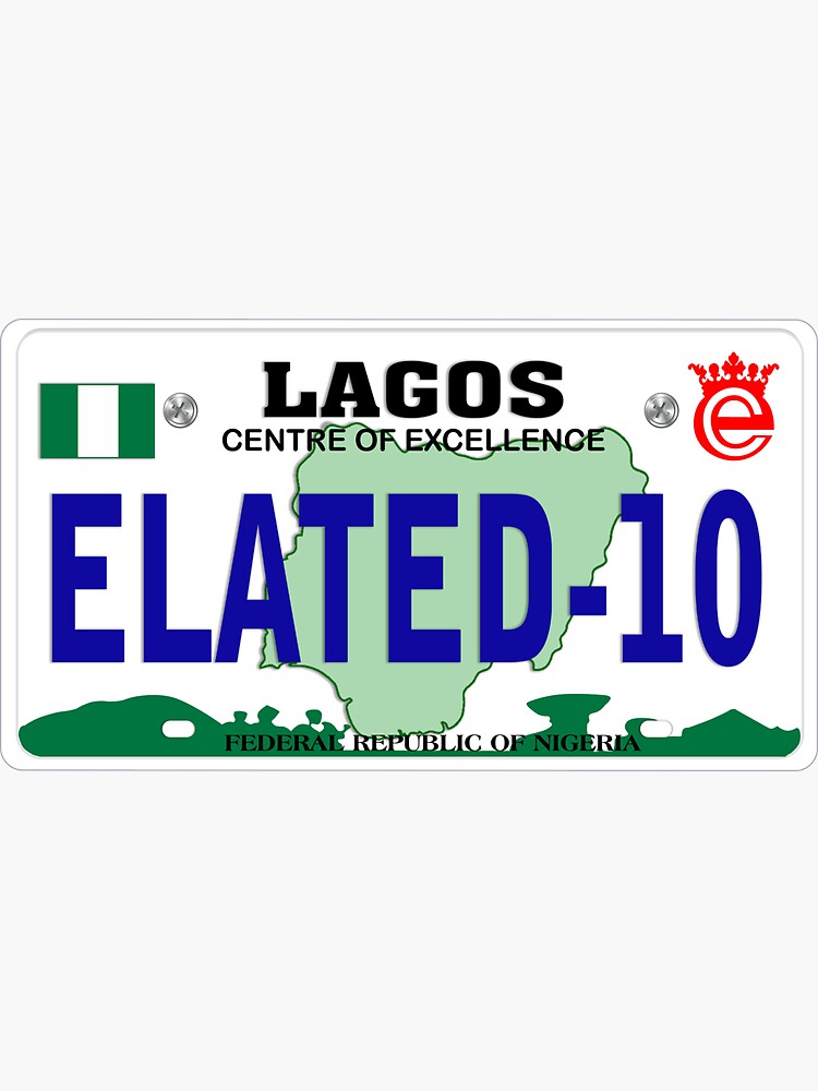 "Elated Lagos Nigeria plate number" Sticker for Sale by lppeter1010 ...