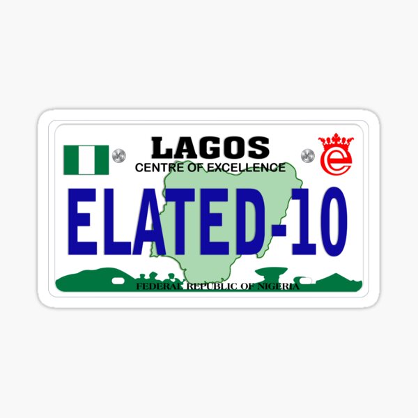 "Elated Lagos Nigeria plate number" Sticker for Sale by lppeter1010 ...