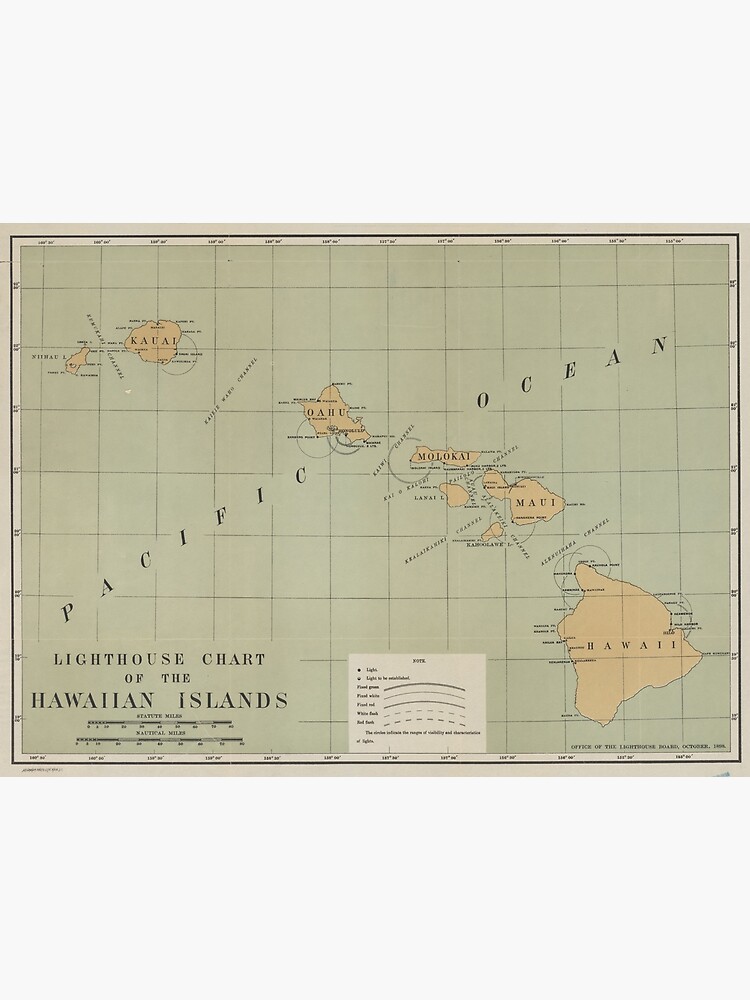 "Vintage Lighthouse Map of Hawaii (1898)" Poster for Sale by ...