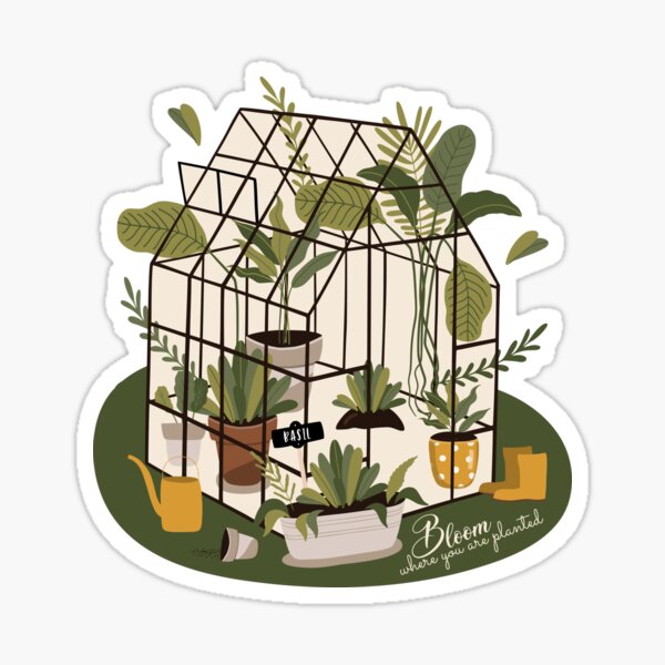 "Plant Lover Greenhouse" Sticker for Sale by lalunadraw1 | Redbubble