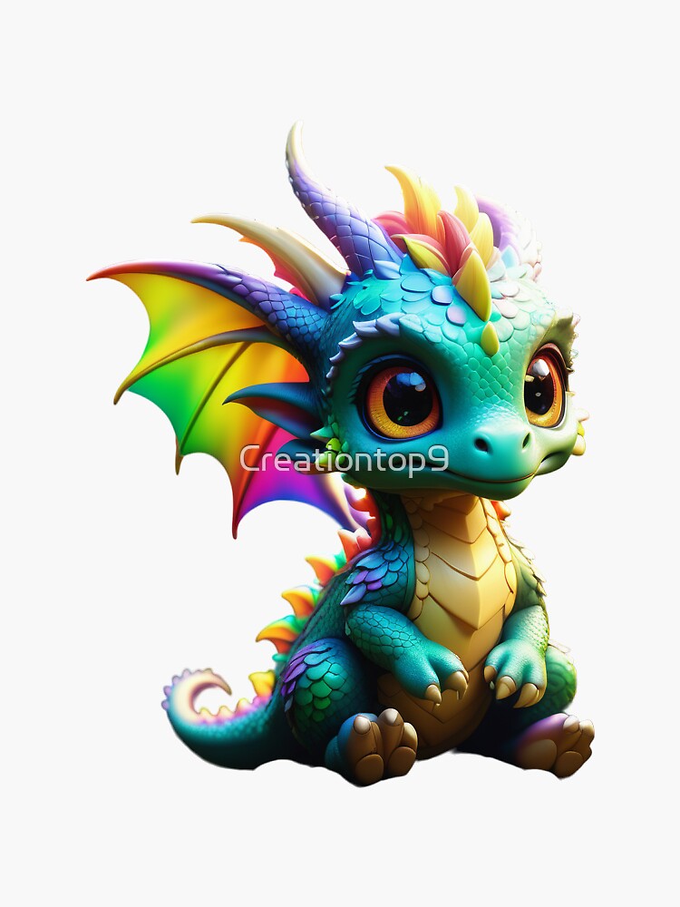 "Cute Rainbow Baby Dragon" Sticker for Sale by Creationtop9 | Redbubble