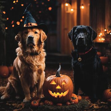 "Halloween Dogs Golden Retriever and Black Labrador " Sticker for Sale ...
