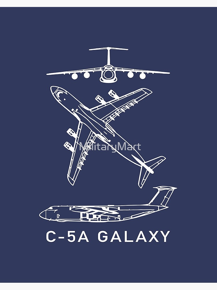 "C-5 A Galaxy Military Transport Plane Blueprints" Art Board Print for ...