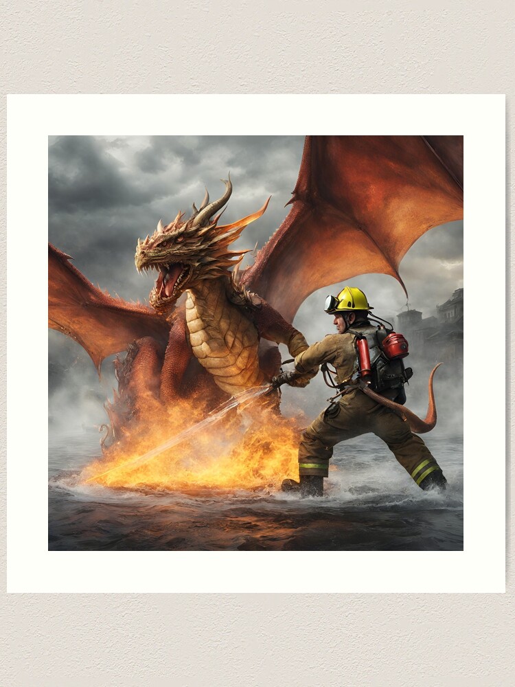 Firefighter Fighting Dragon Tattoos
