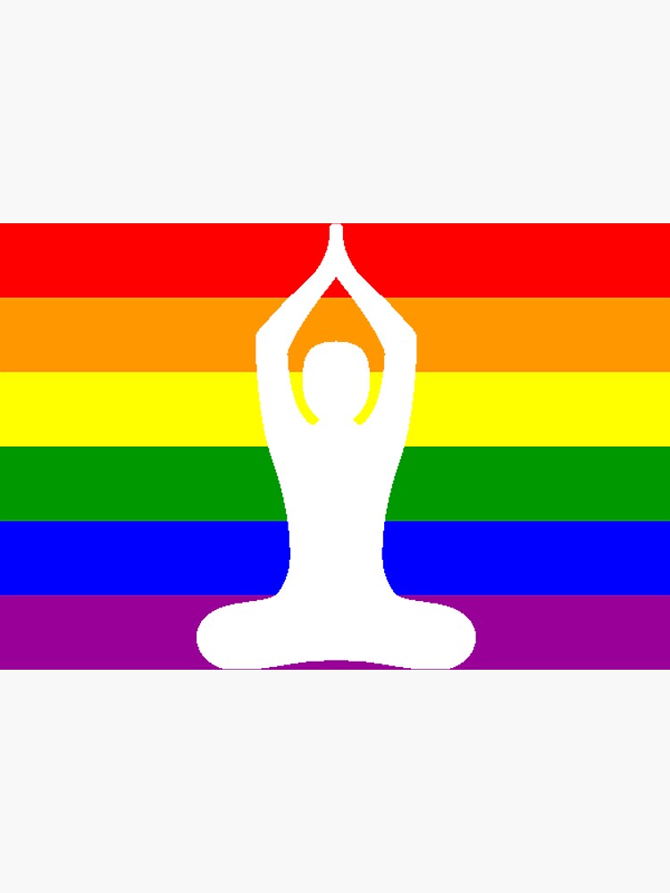 "Gay Pride Rainbow Flag Yoga Meditation Shirt" Sticker by Galvanized ...