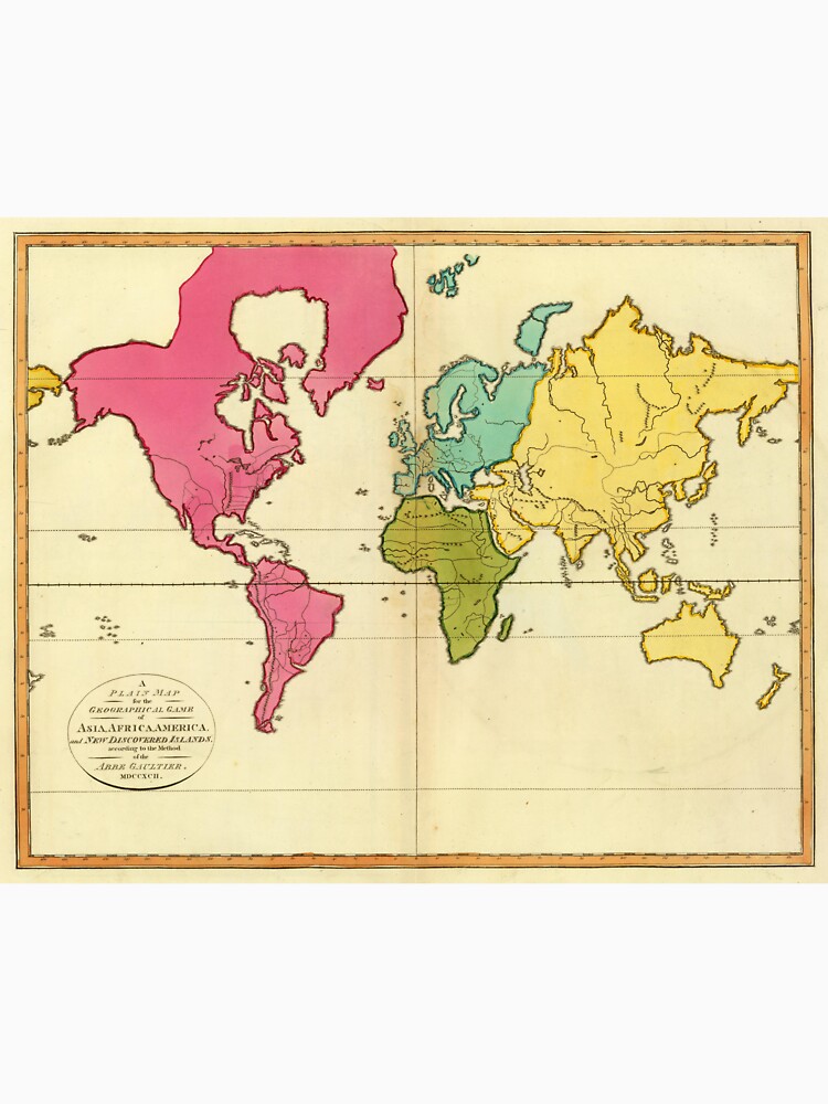 "Vintage Map of The World (1792)" T-shirt by BravuraMedia | Redbubble