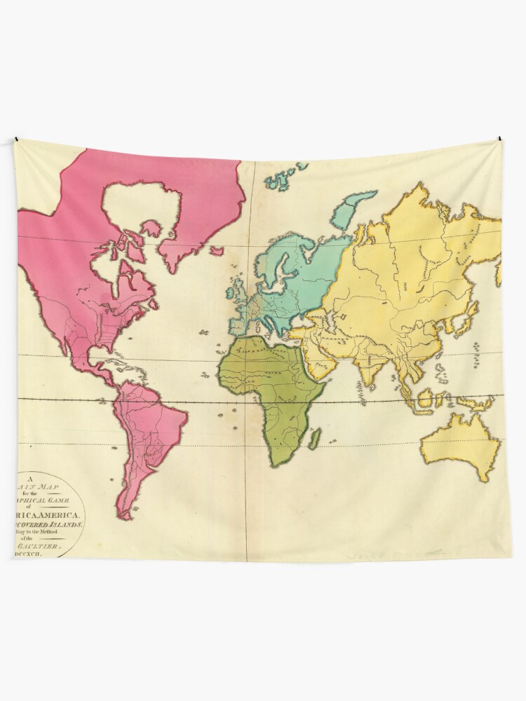 "Vintage Map of The World (1792)" Tapestry for Sale by BravuraMedia ...