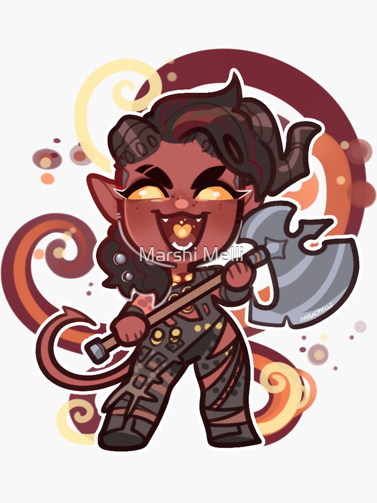 "Karlach chibi" Sticker for Sale by PuffkinMunchkin | Redbubble