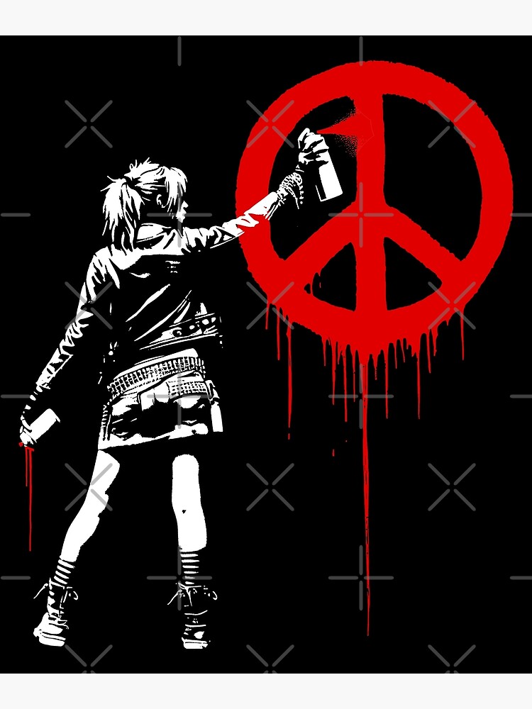 "Punk Girl and Peace Sign Graffiti Painting Banksy Style Street Art " Poster for Sale by ...