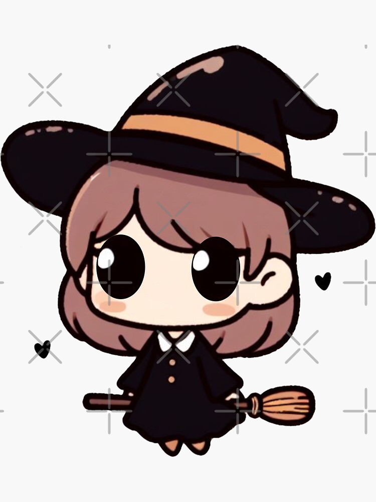 "Chibi Kawaii Witch Girl, Halloween Vibe" Sticker for Sale by Cr320 ...