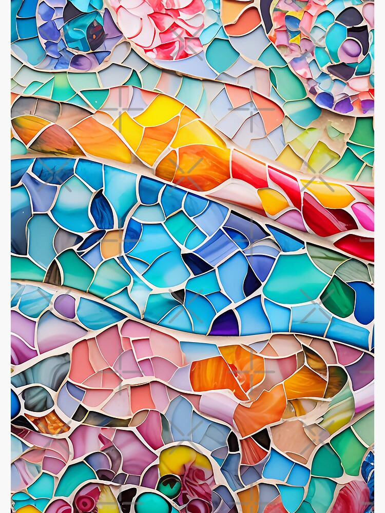 "Colorful Barcelona trencadis mosaic art Barcelona colorful mosaic ...