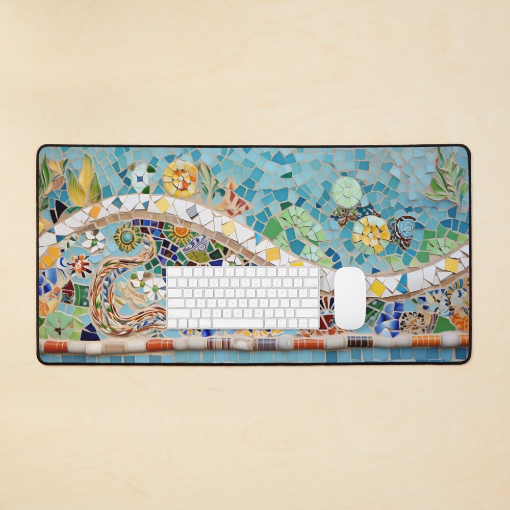 "Green and blue Barselona trencadis mosaic art | Barselona colorful ...