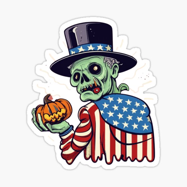 "Patriotic Zombie in USA Flag Attire" Sticker for Sale by CraftCharm ...