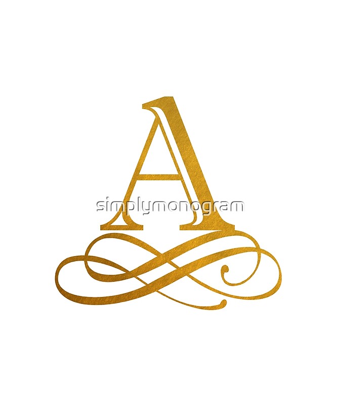 "Monogram A Gold Ribbon Flourish" by simplymonogram | Redbubble