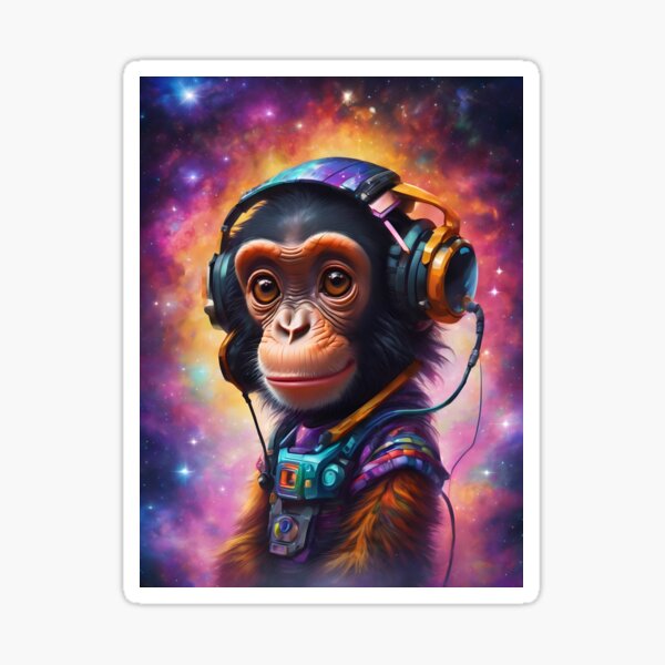 "Charlie Chimp in Space" Sticker for Sale by Geek-Girl-Art | Redbubble
