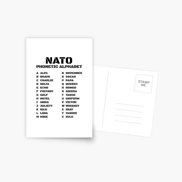 "NATO Phonetic Alphabet " Postcard for Sale by AnnSign | Redbubble